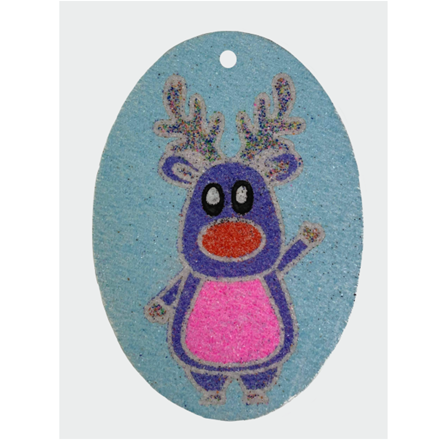 Rudolph Oval Sand Art Picture (10 Pack) – Teddy Tastic